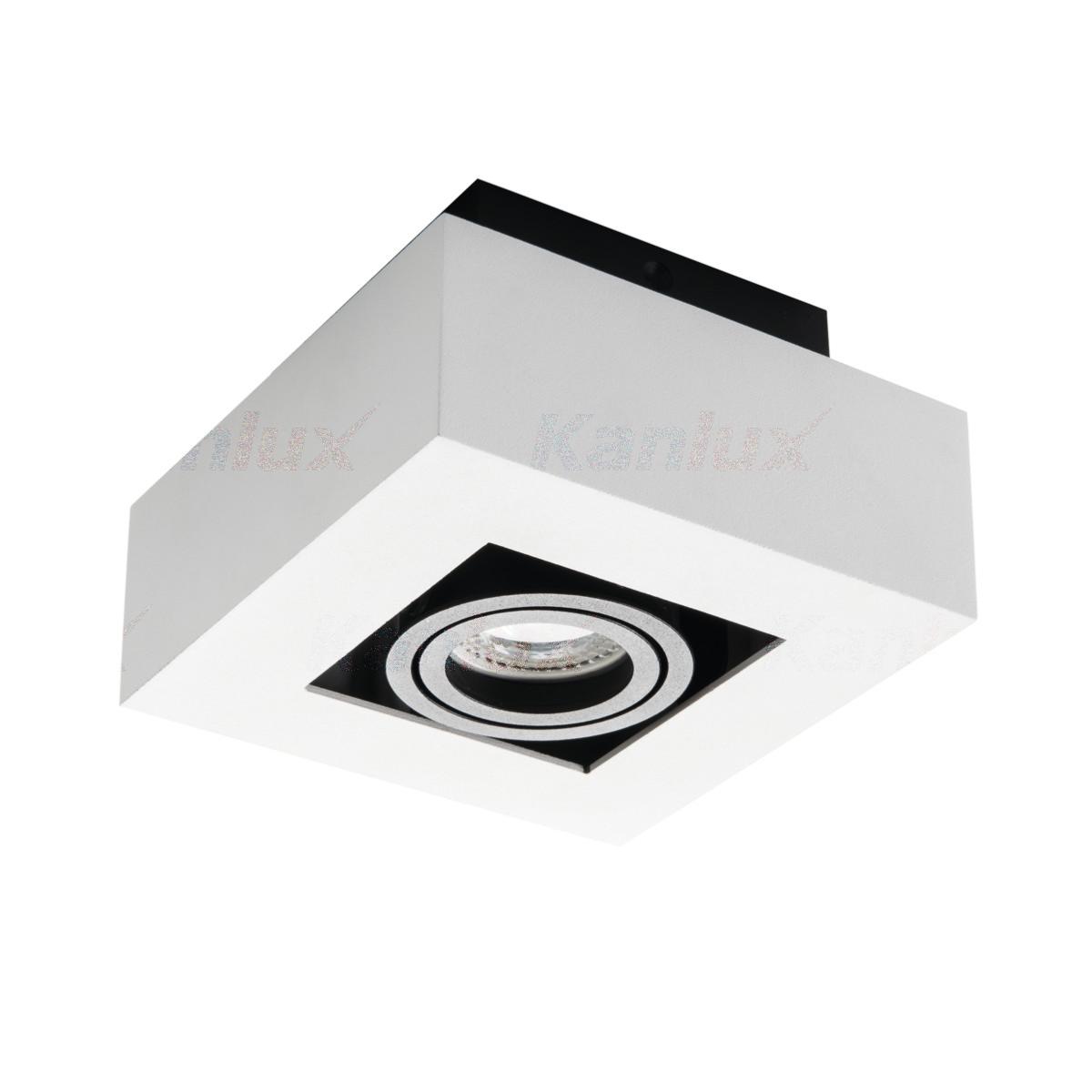 Spot Plafonnier Saillie Orientable Blanc Et Noir Mat Pour Led Gu10